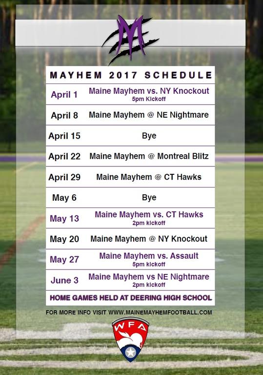 Women's Football: Maine Mayhem recruit new talent, announce 2017 schedule